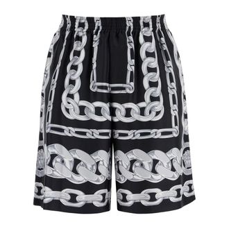 Versace Shorts Medusa Chains Print Silk Twill - - Shorts - Herren - Mehrfarbig - L