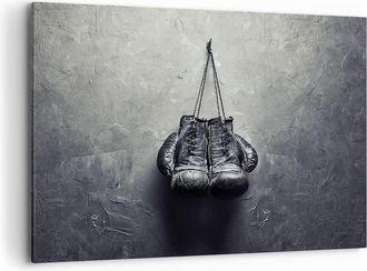 Arttor Wandbilder Dekoration Wohnzimmer Box Handschuhe Symbol Bilder auf Leinwand 120x80cm Leinwandbild Schlafzimmer K&uuml;che Deko Wand Kunstdruck Art Gro&szlig; XXL 