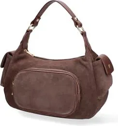 Gave Lux Sac &agrave; bandouli&egrave;re pour femme en cuir v&eacute;ritable Made in Italy 30x17x12 cm GLX228108523FBG, marron fonc&eacute;, Taille unique