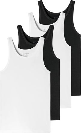 Schiesser 95/5 Organic Cotton - Unterhemd/Tanktop - 4er Pack (10 Schwarz/Weiß)