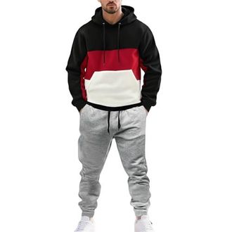 Generic Ensemble Jogging Homme, Sweat Hoodies &Agrave; Manches Longues Et Pantalon De Jogging Ensemble De 2 Pi&egrave;ces, Doux Et Surdimensionn&eacute;, V&ecirc;tements Chaud Travail D
