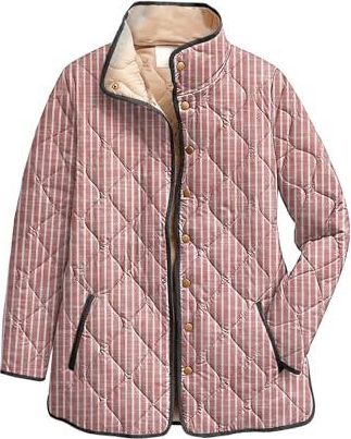 Generic Veste matelassée légère à col montant boutonné pour femme - Style décontracté - Avec poche, Z04-rouge, 3XL