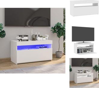 vidaXL Vidaxl - TV-Schrank mit LED-Leuchten Hochglanz-Weiß 75x35x40 cm - tv Schrank - Holzwerkstoff Möbel - Weißer tv Stand - led Beleuchtung - Moderner tv