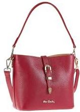 Pierre Cardin Sac à bandoulière pour femme en cuir véritable Made in Italy 22x19,5x10,5 cm 1991, Rubis, Taille unique