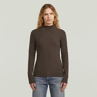 G-Star A Line Slim Rib Mock T-Shirt - Braun - Damen