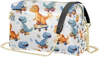 Mnsruu Sacs à bandoulière pour femme, sac à main en cuir motif dinosaure, skateboard, sac à main