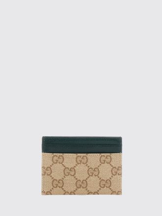 Gucci Porte-cartes en toile Supr&ecirc;me GG avec monogramme et d&eacute;tails en cuir
