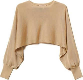 Twinset Femme, Pulls, Beige, Taille: 40 FR Pull Court avec Lurex