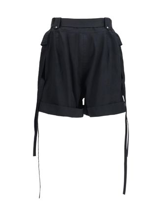 Alexander McQueen Womens Cotton Shorts With Belt Black Bermuda