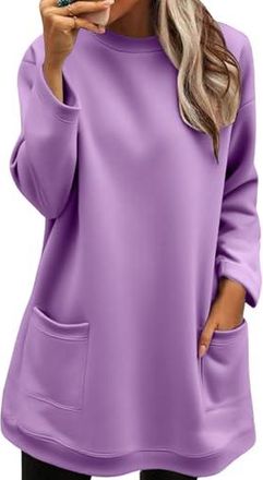 Generic Sweatshirts pour femme Royaume-Uni, sweatshirts pour femmes, couleur unie, haut surdimensionn&eacute;, col rond, manches longues, automne hiver, d&eacute;contract&eacute;,