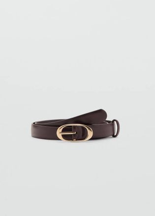 Mango Ceinture boucle ovale chocolat - Femme - XL - MANGO