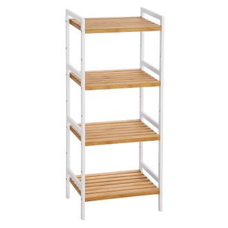 Songmics Bambusregal, Küchenregal, Badregal, Bücherregal, Standregal mit 4 Ablagen, 45 x 31,5 x 111 cm, für Bad, Küche, Wohnzimmer, Schlafzimmer, Balkon, natur