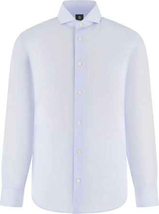 Boggi Milano Homme, Chemises, Bleu, Taille: 2XL Chemise Coupe Slim &agrave; Col Napolitain Ray&eacute;e