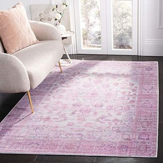 Safavieh Boho Teppich für Wohnzimmer, Esszimmer, Schlafzimmer - Valencia Collection, Kurzer Flor, Pink und Multi, 152 X 244 cm