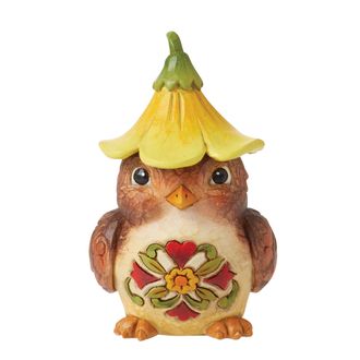 Enesco Jim Shore Heartwood Creek Harvest Kleiner Petunien-Vogel mit Blumenhut, Miniaturfigur, 7,1 cm, mehrfarbig