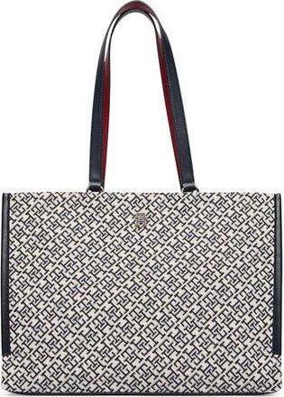 Tommy Hilfiger Handtasche Th Jacquard Tote AW0AW19009 Blau