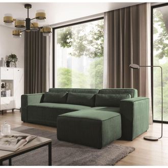 Fun M&ouml;bel Ecksofa Schlafsofa waldo Stoff Poso Gr&uuml;n Ottomane Rechts