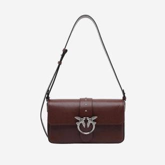 Pinko Womens Shoulder Bag Burgundy Leather