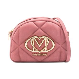 Love Moschino Rosa Gesteppte Schultertasche mit Goldfarbenem Logo - - Bags - Damen - Rosa - ONE SIZE