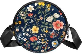 Generic Sac &agrave; bandouli&egrave;re circulaire pour femme, joli petit sac &agrave; bandouli&egrave;re color&eacute; avec fermeture &eacute;clair, bretelles r&eacute;glables, sac &agrave; main rond d&eacute;contract&eacute; p