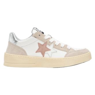 2Star Wei&szlig;e Ledersneaker mit beigen und rosa Details - - Shoes - Damen - Mehrfarbig - 40 EU