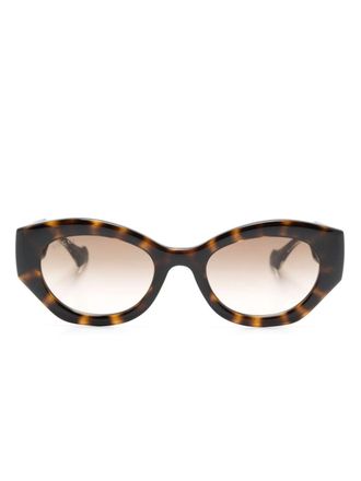 Gucci lunettes de soleil à monture ovale - Marron
