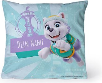 Picanova Kissen für Kinder mit Name PAW Patrol Everest 40x40cm - Kopfkissen mit Füllung - Text individuell Bedruckt - Zierkissen Dekokissen - Schlaf- und Wohnz