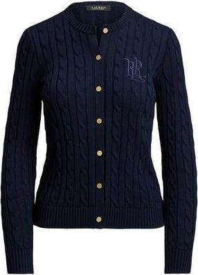 Ralph Lauren Cardigan &agrave; logo brod&eacute; en maille torsad&eacute;e en coton