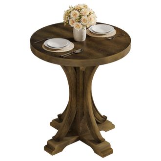 Tribesigns Runder Esstisch f&uuml;r 2-4 Personen, 60 cm Kleiner K&uuml;chentisch mit Massivholz Beinen, Vintage Esszimmertisch & Rund Fr&uuml;hst&uuml;cksecke-Set f&uuml;r Esszimmer K&uuml;ch