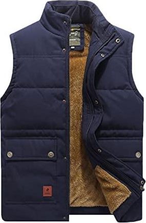 Missmao Veste sans Manches Homme en Hiver Gilet Padded Bodywarmer de Sport Manteau Epais Chaud Coupe-vent Bleu 4XL