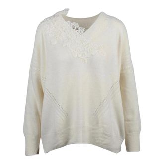 Ermanno Scervino Pullover mit V-Ausschnitt - - Knitwear - Damen - Wei&szlig; - S