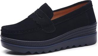 Dadawen Baskets Femmes Chaussures de Marche Femme Confortable Respirantes Mocassins à Plateforme Noir 38