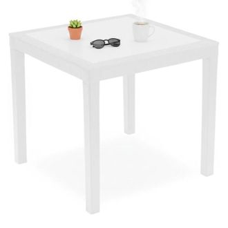 Dmora Frostsicherer Outdoor-Tisch, 4 Pl&auml;tze, feststehend, Made in Italy, max. L&auml;nge 78 cm, 78x78x73h cm Wei&szlig;