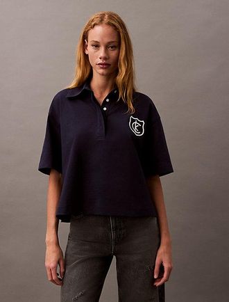 Calvin Klein Poloshirt Aus Baumwoll-jersey Mit Logo - Baritone Blue - Damen - XS