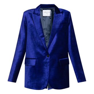 Forte_Forte Baumwoll-Viskose-Samt-Blazer - - Jackets - Damen - Blau - M