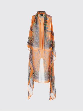 Etro Gilet long en soie transparente &agrave; imprim&eacute; ethnique et ourlet asym&eacute;trique