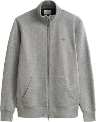 GANT Herren REG Shield Full Zip Sweat Sweatshirt, Grey Melange, Standard