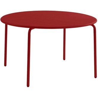 Vente-Unique Table de jardin ronde D.110 cm en m&eacute;tal - Rouge - MIRMANDE de MYLIA