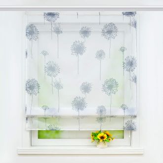 Joyswahl transparentes Raffrollo mit Pusteblume Druck Raffgardine mit Klettschiene &raquo;Aleyna&laquo; Schals Fenster Gardine BxH 120x140cm 1 St&uuml;ck
