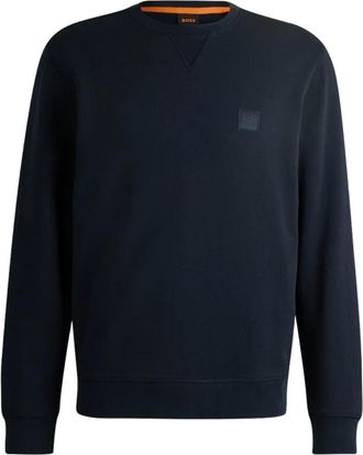 HUGO BOSS Homme, Sweatshirts et sweats &agrave; capuche, Bleu, Taille: M SweaT-shirt ras du cou en coton avec logo
