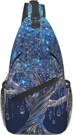 Generic Sac &agrave; bandouli&egrave;re en forme darbre avec franges en cristal pour homme