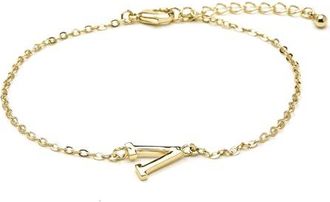 Luxenter Bracelet Alphabet finition or 18 carats - Lettre V, taille unique, Métal, Sans pierre précieuse