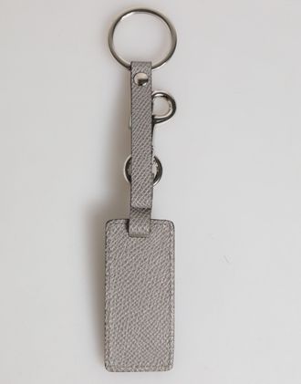 Dolce & Gabbana Logo-Embossed Calf Leather Key Case - Gray