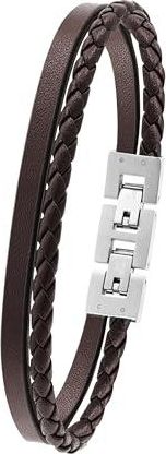 Tom Tailor Tom Tailor 2100698 Bracelet pour homme en acier inoxydable et cuir Marron 20 + 1,5 cm