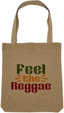 Fabulous Sac Shopping Tote Bag Aspect Lin - Feel the Reggae Musique Musicien Instrument Rasta - Sac de Courses Toile Epaisse 360g Beige Naturel Cabas Port&eacute; Epa