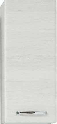 PELIPAL Badezimmerschrank Quickset 936 in Eiche Wei&szlig; quer Nachbildung, 30 cm breit | Hochschrank mit 2 T&uuml;ren, 1 Nische und 3 Einlegeb&ouml;den