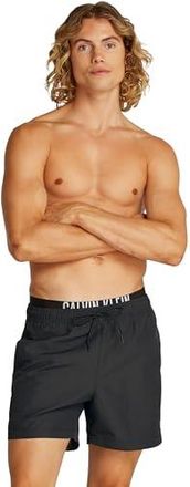 Calvin Klein Short de Bain Homme Medium Double Waistband Mi-Long, Noir (Pvh Black), S