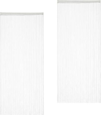 Relaxdays Fadenvorhang im 2er Set, kürzbare Fadengardinen mit Stabtunnel, 90 x 245 cm, Türgardine & Raumteiler, weiß