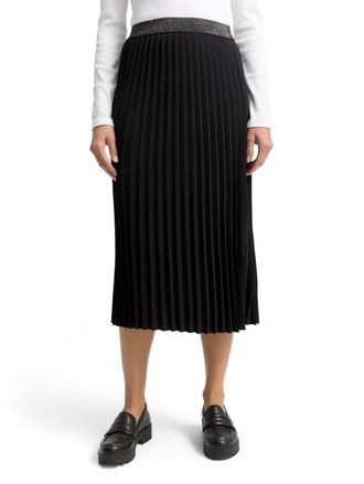 Tom Tailor Damen 1048766 Plissee Midi-Rock mit Glitzer-Detail, 14482-Deep Black, 44