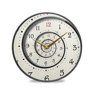 Alaza Moderne weiße Spiral-Wanduhr, batteriebetrieben, geräuschlos, tickt Nicht, für Wohnzimmer-Dekoration, 30,5 cm